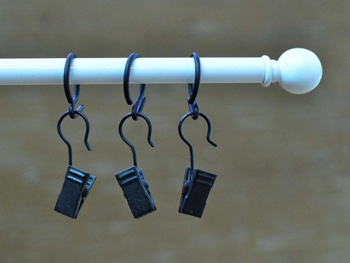S Hook Rings with Clips for 1/2-inch Cafe Rod, Set of 10 — urbanest