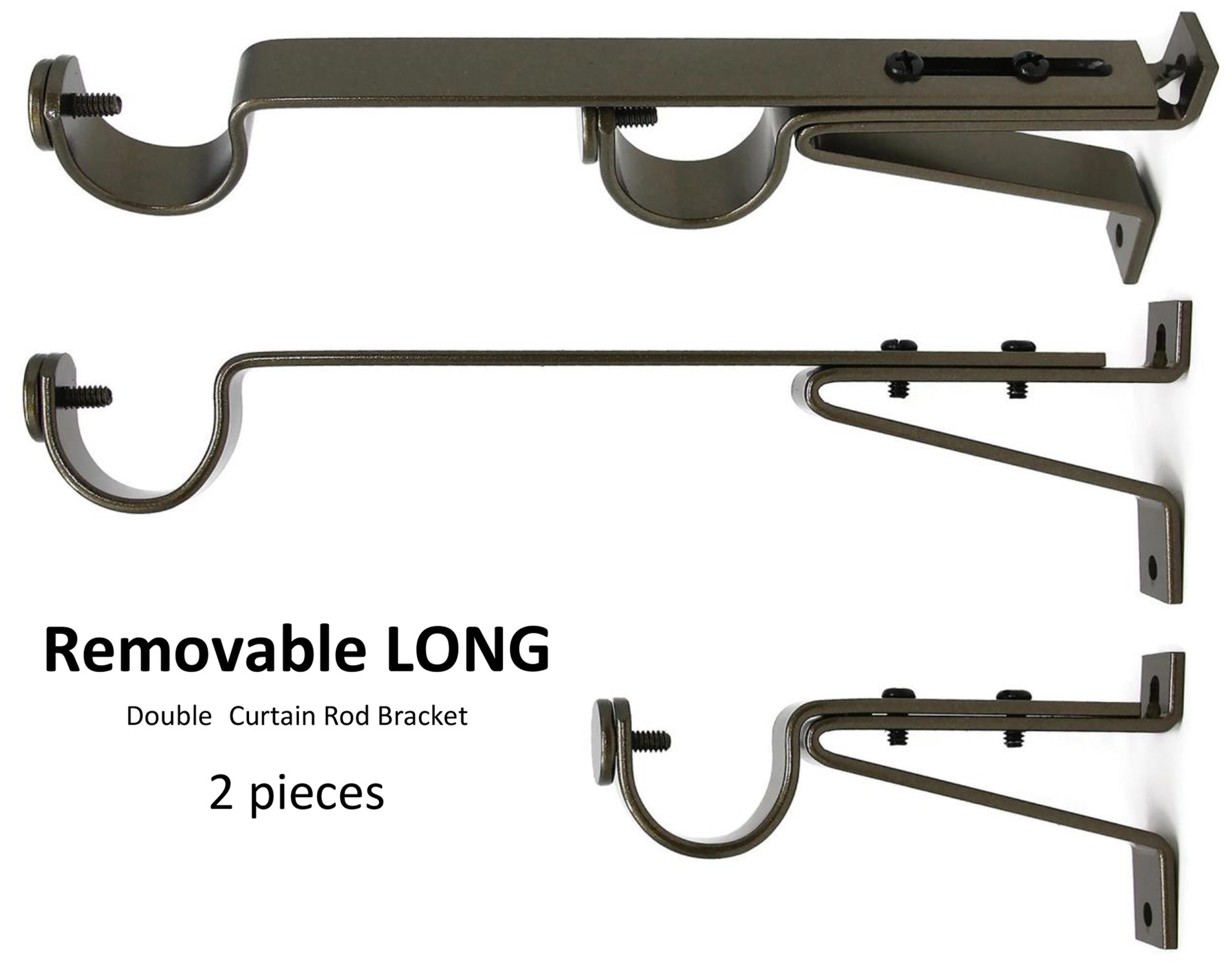 Adjustable Double Curtain Rod Bracket, up to 1 1/2-inch Diameter Rods ...