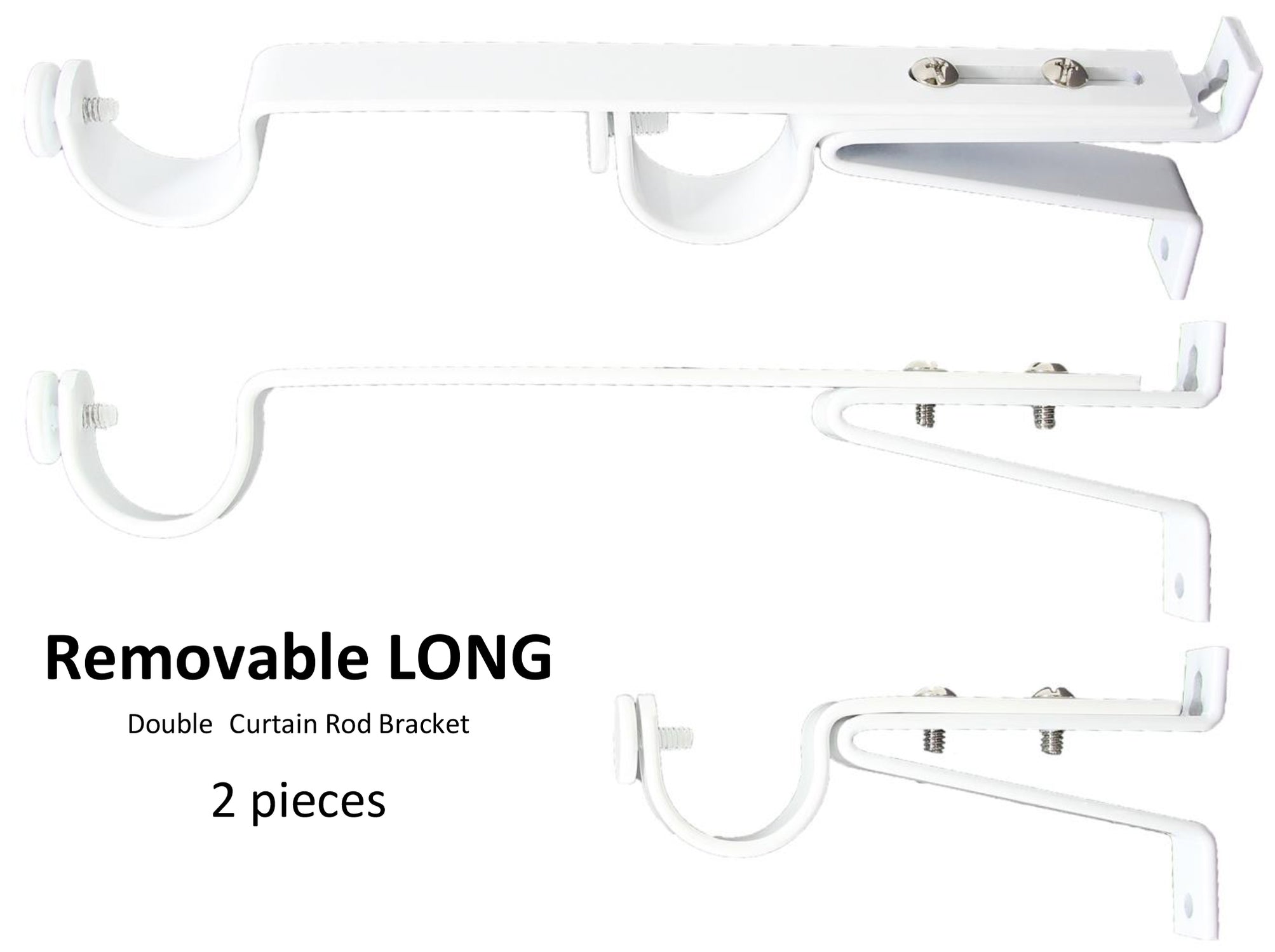 Adjustable Double Curtain Rod Bracket, up to 1 1-2 inch Diameter Rods ...